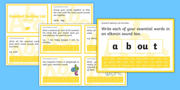 New Zealand Essential Spelling List 3 Challenge Cards