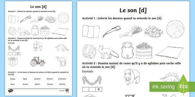 Feuille d'activités : Le son [d] (teacher made)