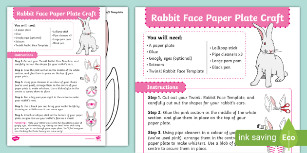 FREE! - Paper Plate Rabbit Face Craft (teacher made)