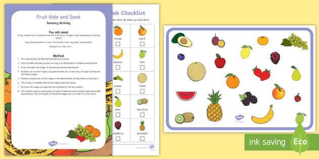 Fruit 'Hide and Seek' Sensory Activity (teacher made)