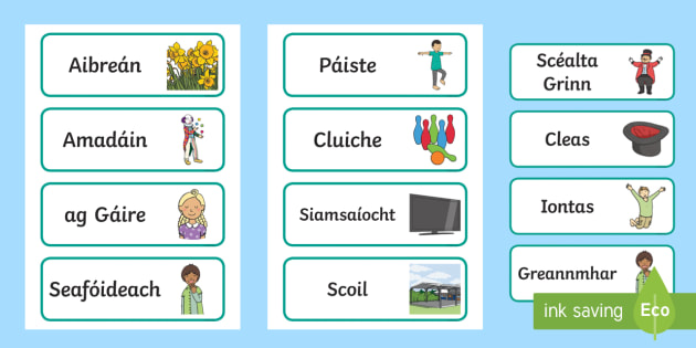 April Fools' Day Key Vocabulary Display Labels Gaeilge