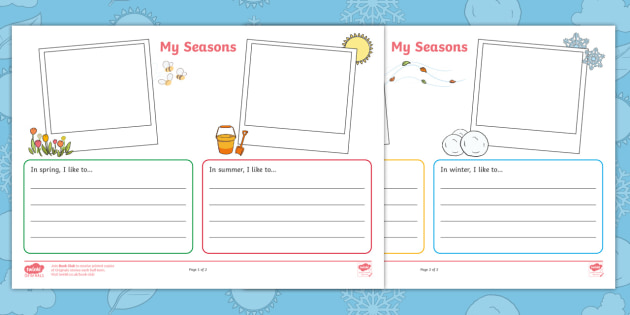 My Seasons Simple Writing Worksheets (teacher made)