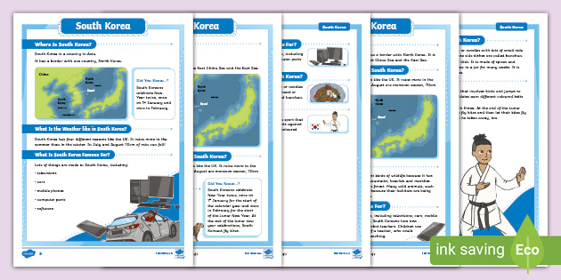 KS1 South Korea Differentiated Fact File (teacher made)