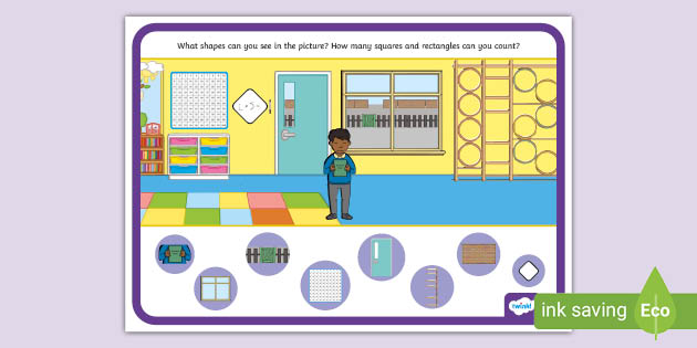👉 Shapes With 4 Sides Can You Find...? Poster