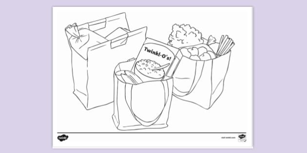 FREE! - Shopping Bag Colouring Sheet | Colouring Sheets | Twinkl