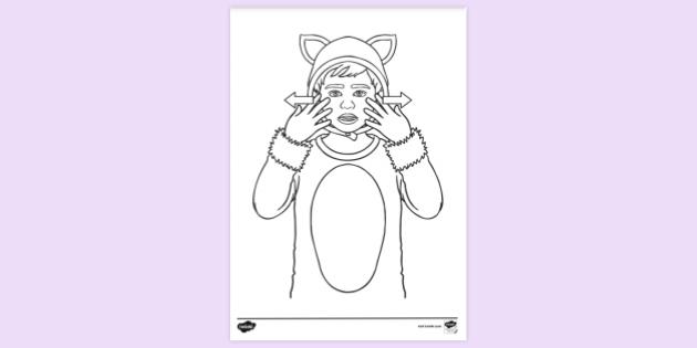 BSL Cat Colouring Sheets | Colouring Pages