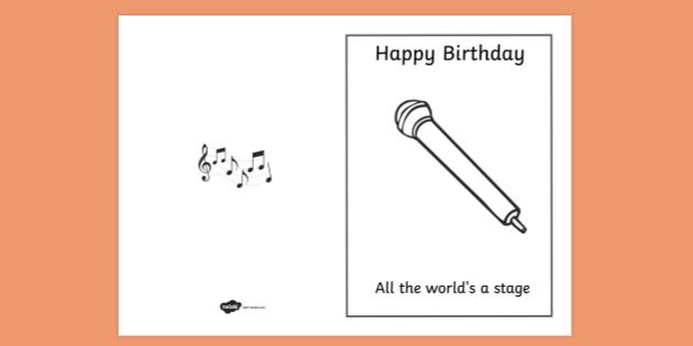 FREE! - Microphone-Themed Birthday Card Colouring Activity for Kids