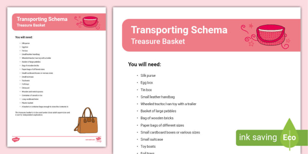 Transporting Schema Treasure Basket Ideas (teacher made)
