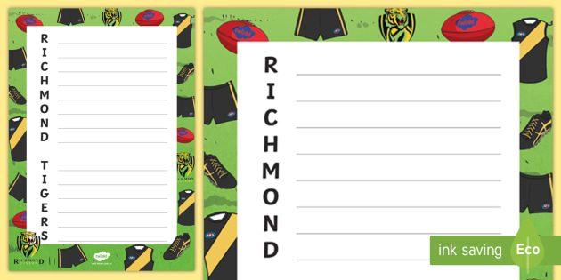 Richmond Tigers AFL Acrostic Poem - F-2, acrostic poem, AFL Teams, Footy