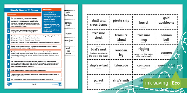 Pirate Name It Game (Ages 7 - 11) (teacher made)