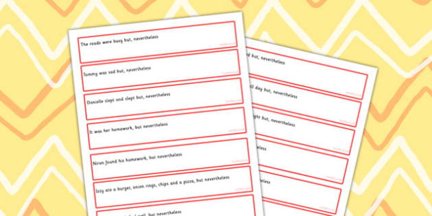 Sentence Starter With Nevertheless Complete The Sentence Activity