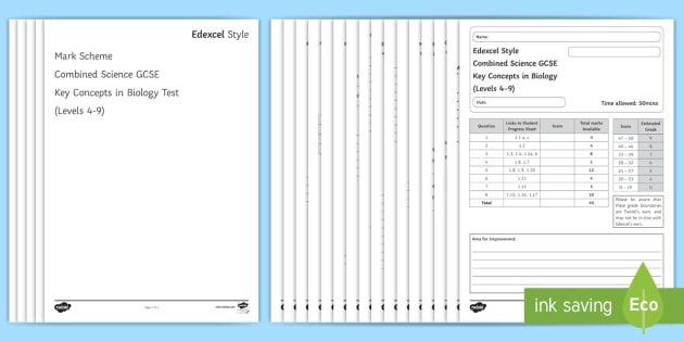 Edexcel Style GCSE Combined Science Key Concepts in Biology Test