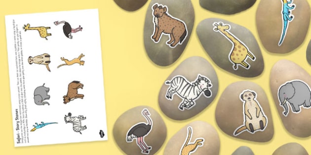 Safari Themed Story Stone Image Cut-Outs