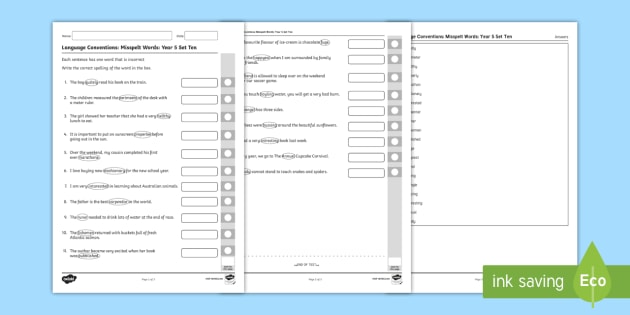 NAPLAN Style Language Conventions Set Two Year 5 Exam Questions Pack