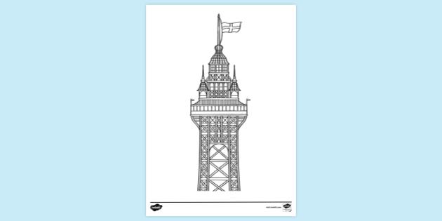 FREE! - Blackpool Tower Top Only Colouring Sheet