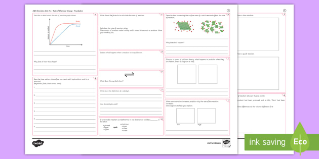 AQA Chemistry (Combined) Unit 6 Rate of Chemical Change Foundation Revision