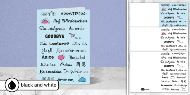 Goodbye in Different Languages Card | Twinkl Party