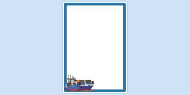 FREE! - Container Ship Page Border | Page Borders | Twinkl
