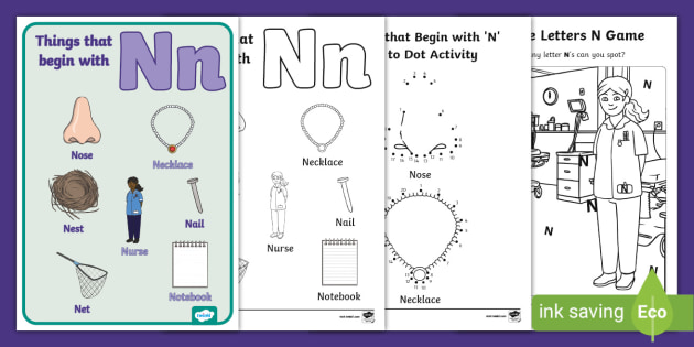 FREE! - Things that Begin with N Worksheets Pack