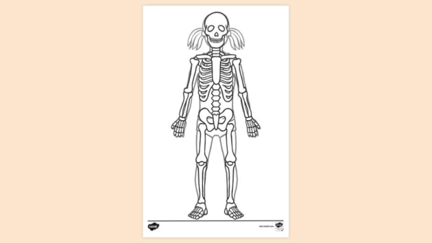 FREE! - Girl with Skeleton Colouring | Colouring Sheets