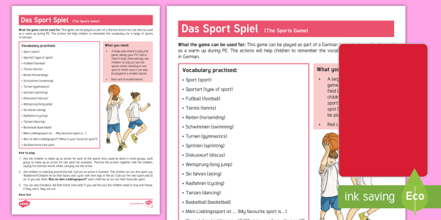 Sports PE Game - German