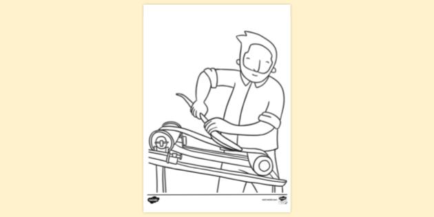 FREE! - Sanding Belt Smoothing the Hurling Stick Colouring Sheet