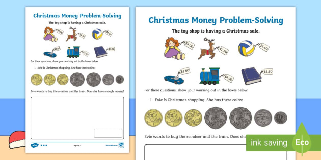 Christmas Money Problem-Solving Differentiated Worksheets