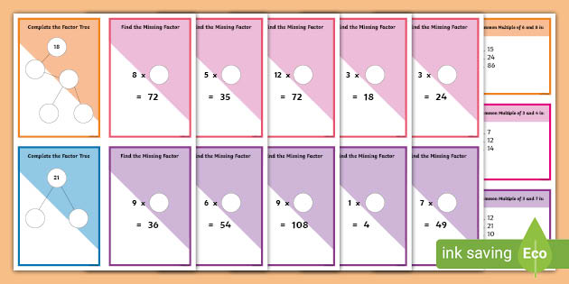 Factors and Multiples Task Cards (teacher made)