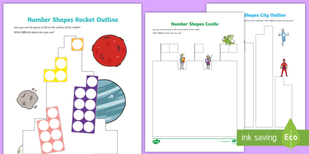 * NEW * Number Shapes Outlines Activity Pack - EYFS, Early Years, Maths