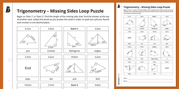 👉 Trigonometry - Missing Sides - Loop Puzzle | KS3 Maths
