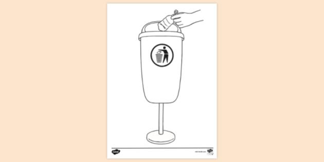 FREE! - Hand Putting Litter in Bin Colouring | Colouring Sheets