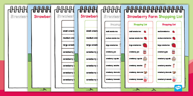 Strawberry Farm Stand Dramatic Play Shopping List