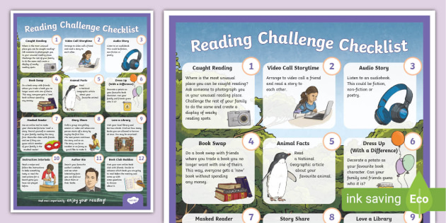 Reading Challenge Checklist (teacher made)