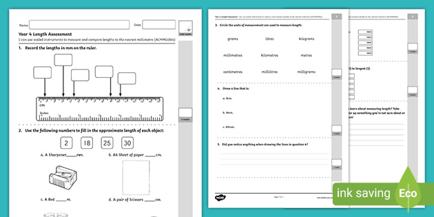 Year 4 Length Assessment Sheet (teacher made)