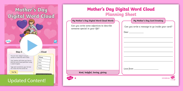 Mother's Day Digital Word Cloud Activity- Twinkl Resources