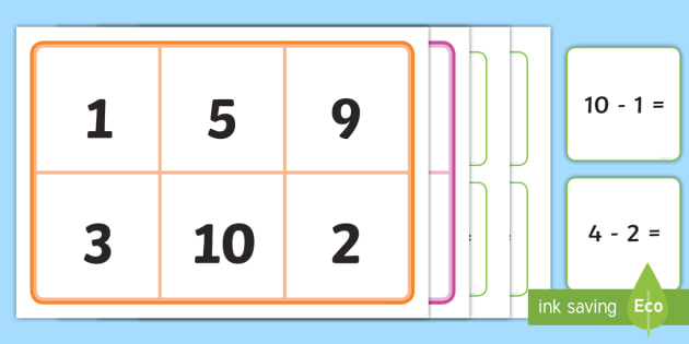 Subtraction Facts Bingo - Addition Facts Bingo