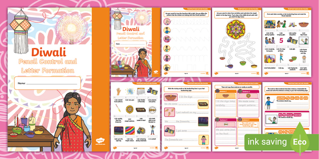 Diwali Pencil Control and Letter Formation Activity Booklet