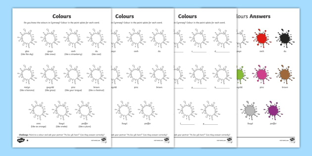 Learn Welsh Colours Worksheet | Teacher-made by Twinkl
