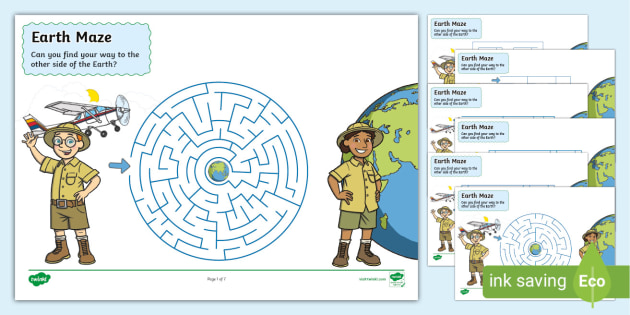 FREE! - Earth Maze Activity Worksheets (teacher made)