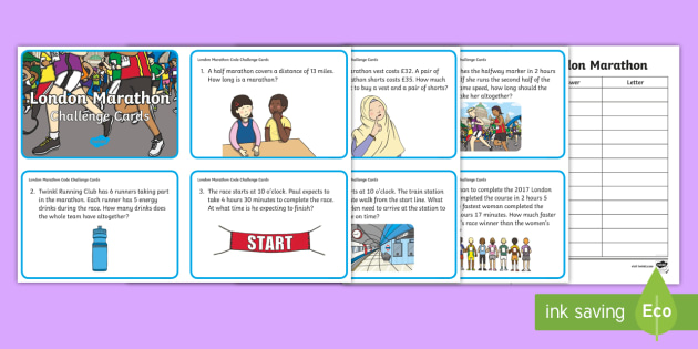 KS1 The London Marathon Maths Challenge Cards (teacher made)