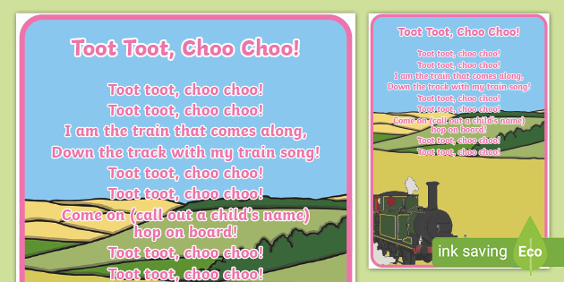 Toot Toot, Choo Choo! Nursery Rhyme Display Poster
