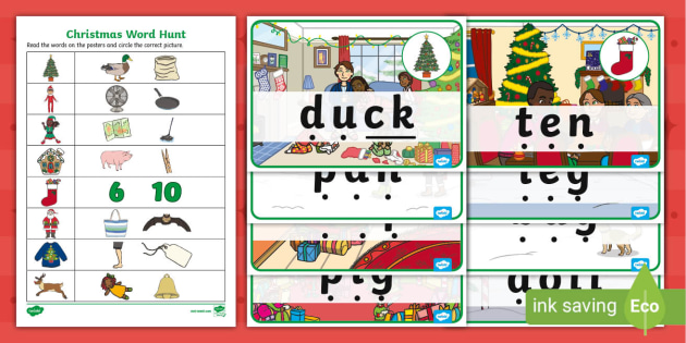 Christmas CVC Word Hunt (teacher made)