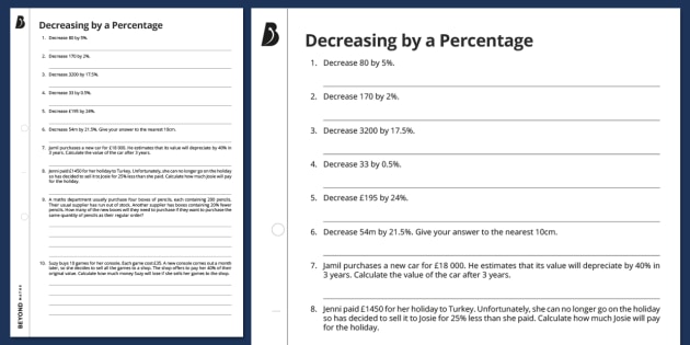 Percent Word Problems 7th Grade Worksheets