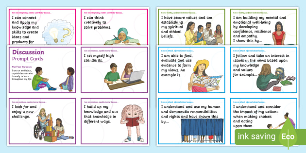 The Four Purposes Discussion Card Prompts (teacher made)