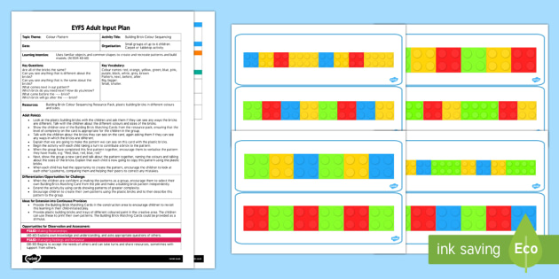 EYFS Building Block Colour Sequencing Adult Input Plan and Resource Pack