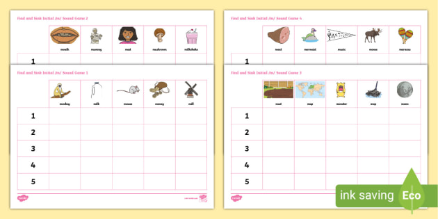 Find and Sink /m/ Initial Sound Game (teacher made)