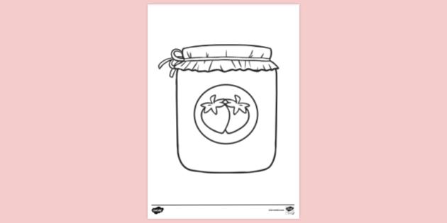 FREE! - Strawberry Jam Jar Colouring | Colouring Sheets