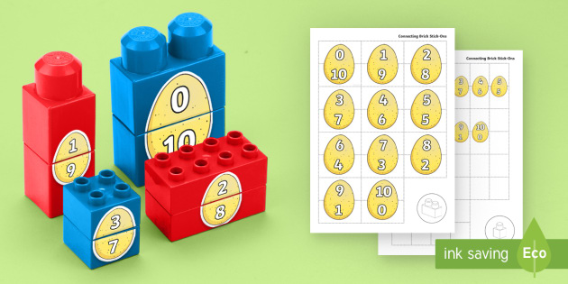 Dinosaur Eggs Number Bonds to 10 Connecting Bricks Game