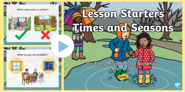 Pre-Early Level Milestones Time Lesson Starters PowerPoint