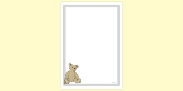 FREE! - Simple Blank Old Teddy Page Border | Twinkl